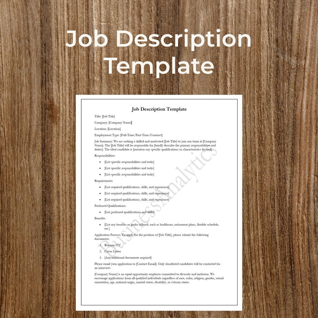 Job Description Template | Word | Employment Template | Business Forms ...