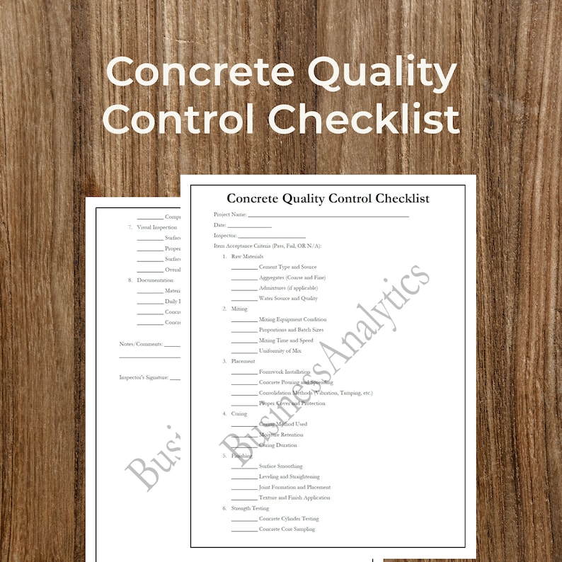 Concrete Quality Control Checklist | Inspection and Compliance Form ...