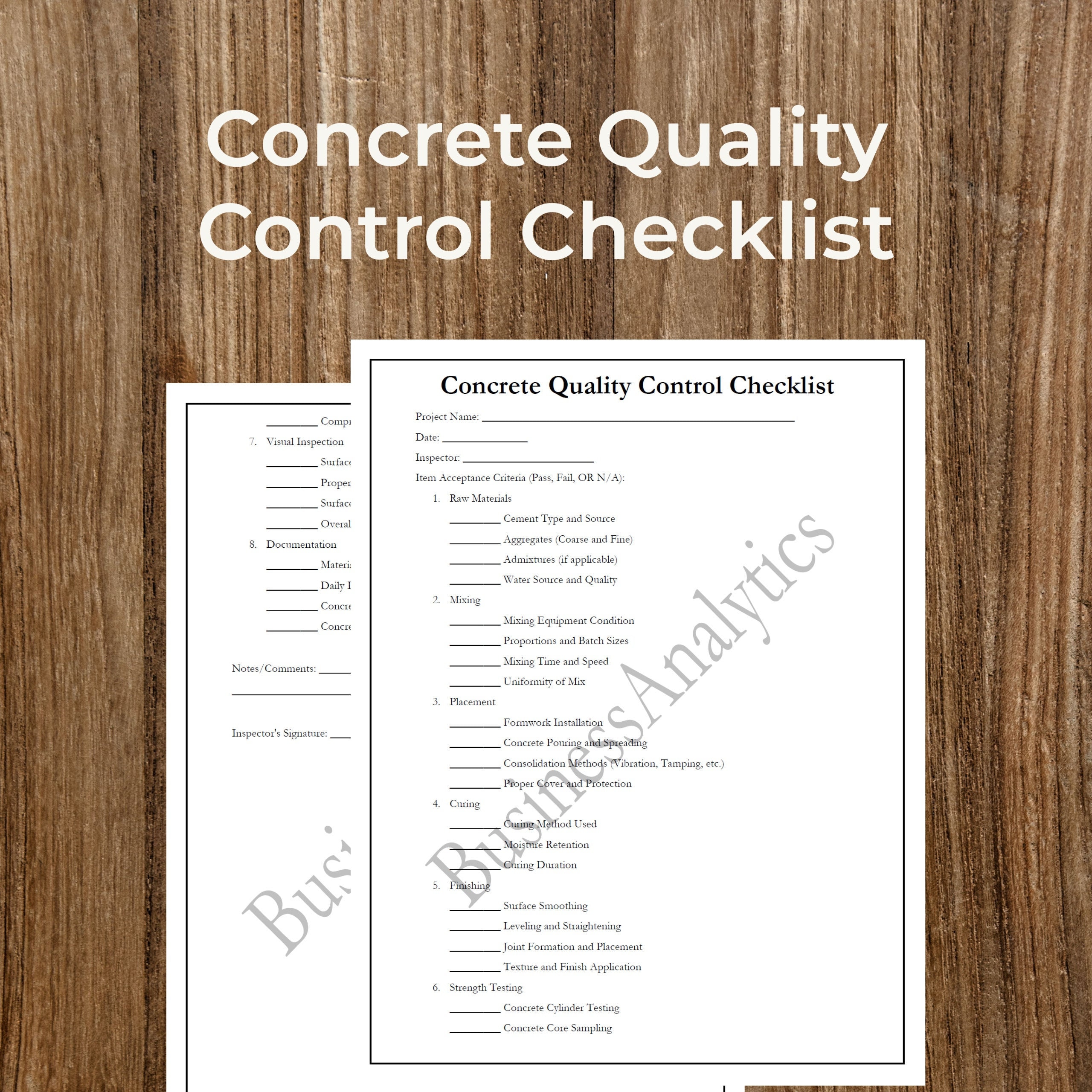 Concrete Quality Control Checklist | Inspection and Compliance Form ...
