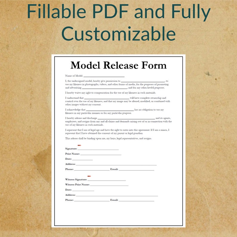 Model Release Form Template for Photographers and Filmmakers ...