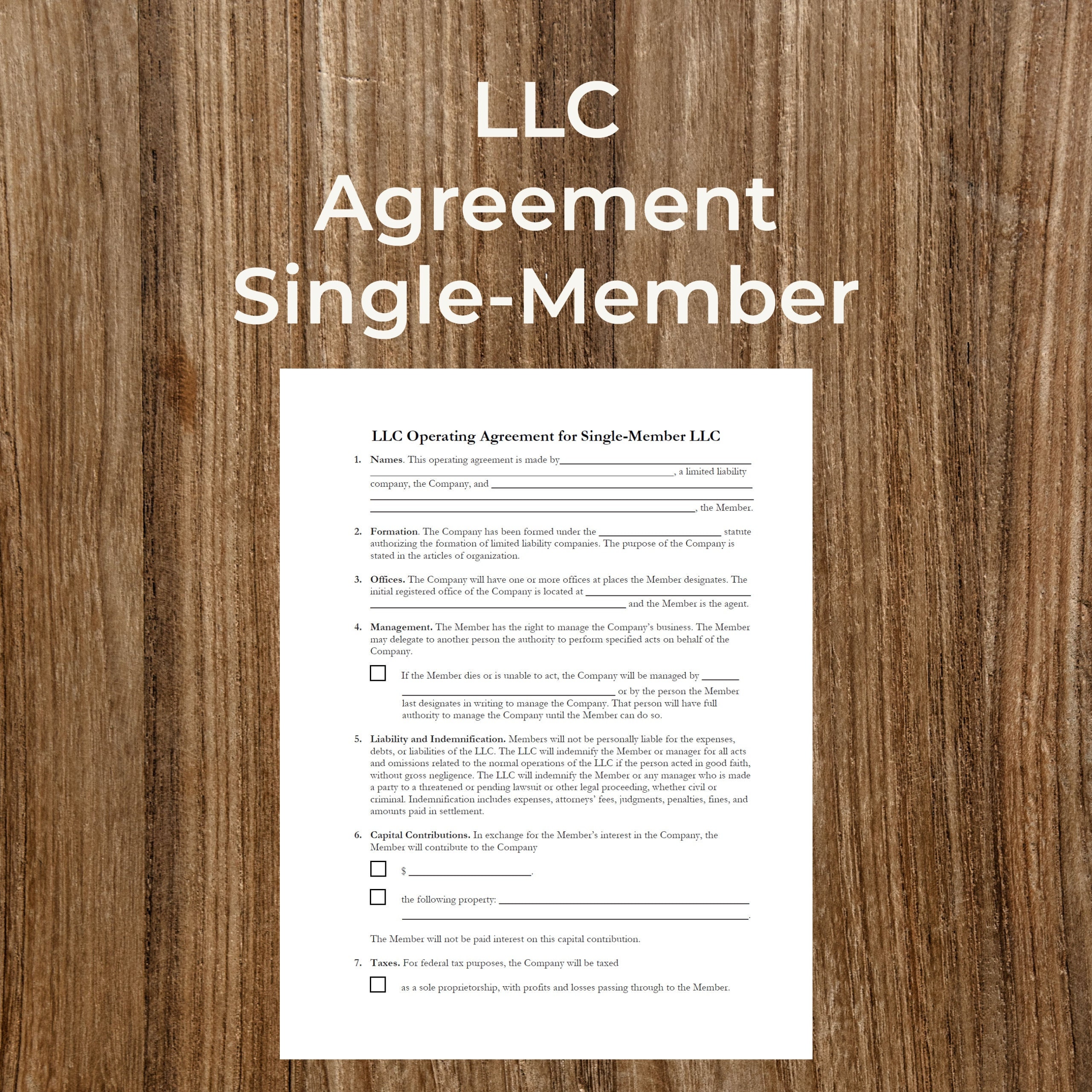 Single Member Llc Operating Agreement Template