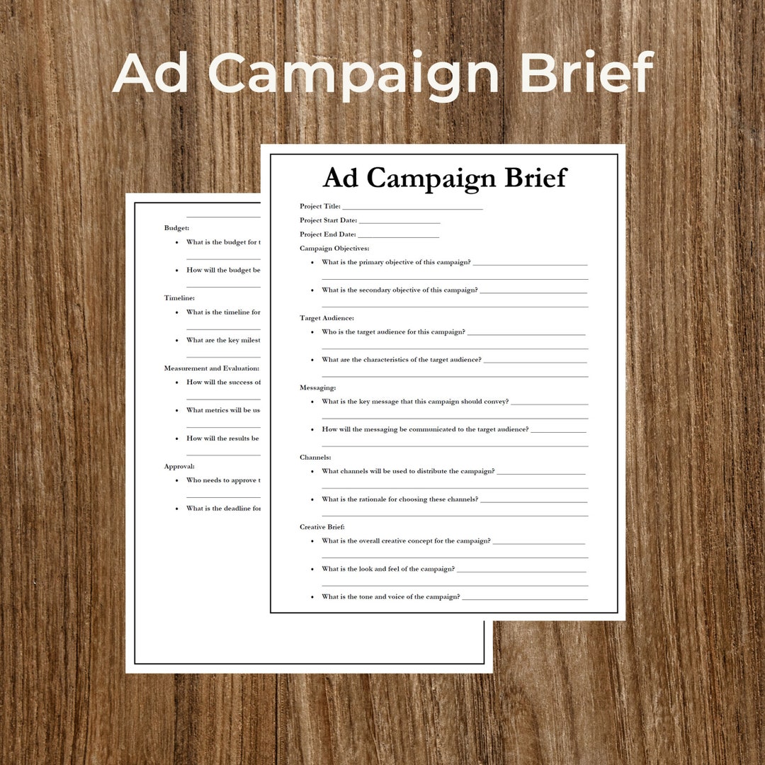 Ad Campaign Brief Form Template | Printable | Fillable | PDF | Digital ...