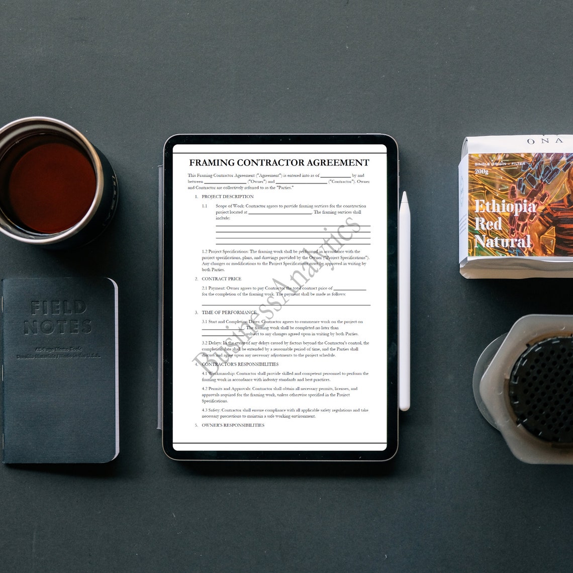 Framing Contractor Agreement Template | Contractor Forms | Printable ...