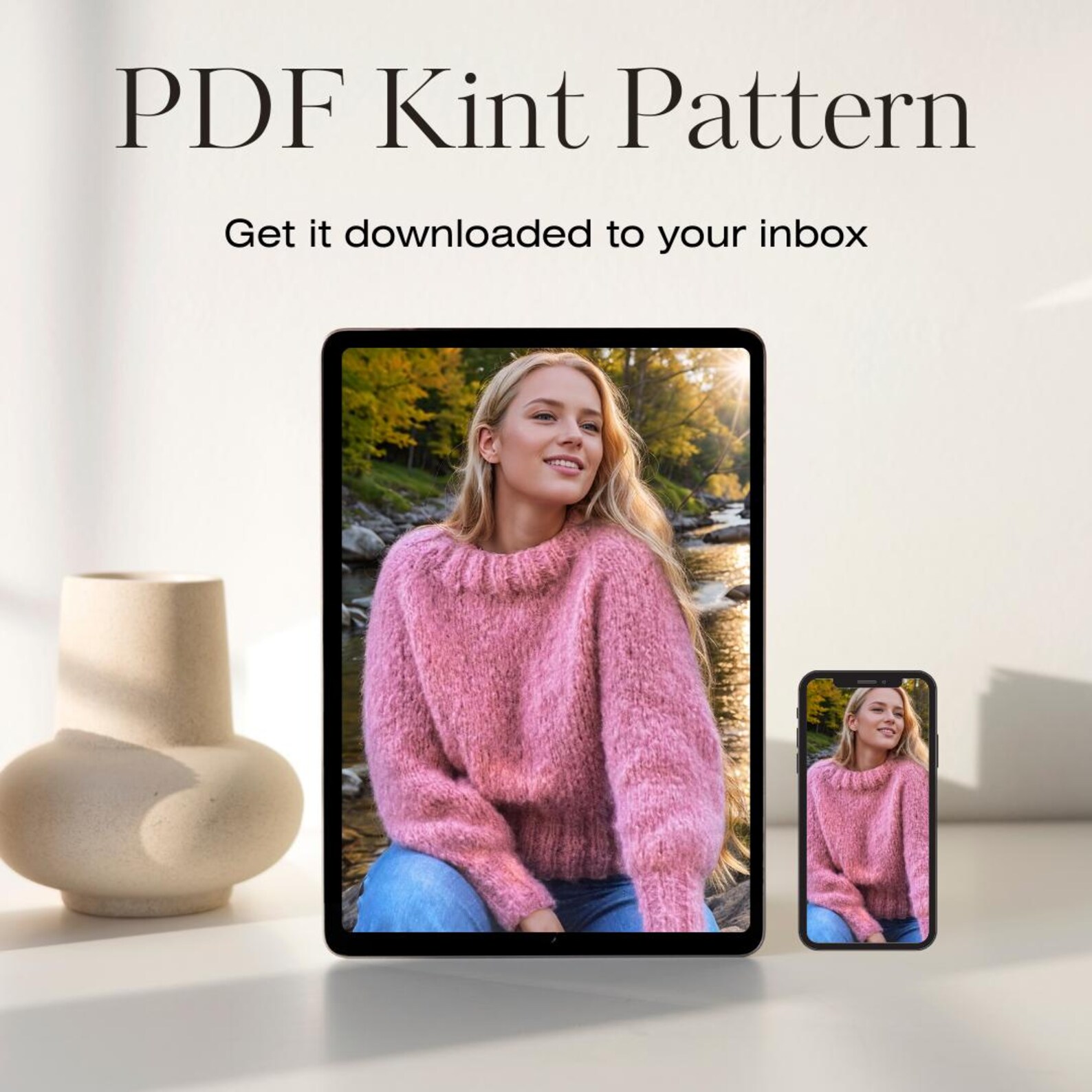 PDF Knitting Pattern,oversized Fluffy Women Sweater,nordic Chunky Blush ...