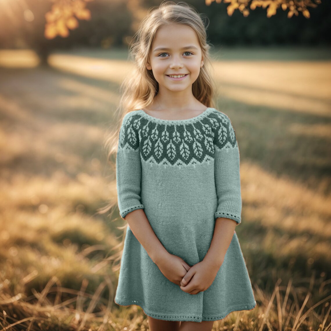 Scandinavian Knit Dress Pattern: Girls' Foliage Motif (PDF Pattern) - Etsy