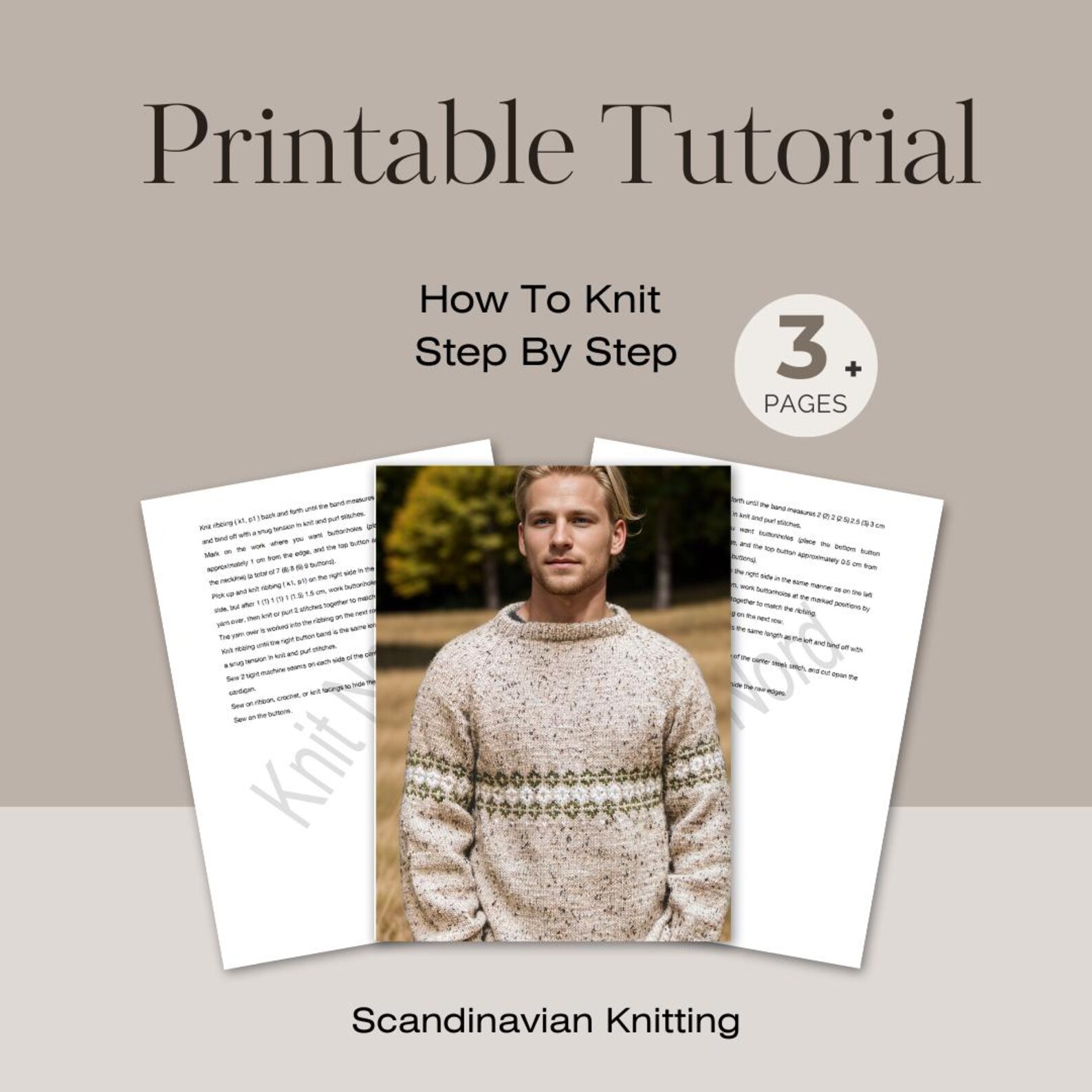 PDF Knitting Pattern-nordic Fair Isle Sweater-mens Sweater-chunky Yarn ...