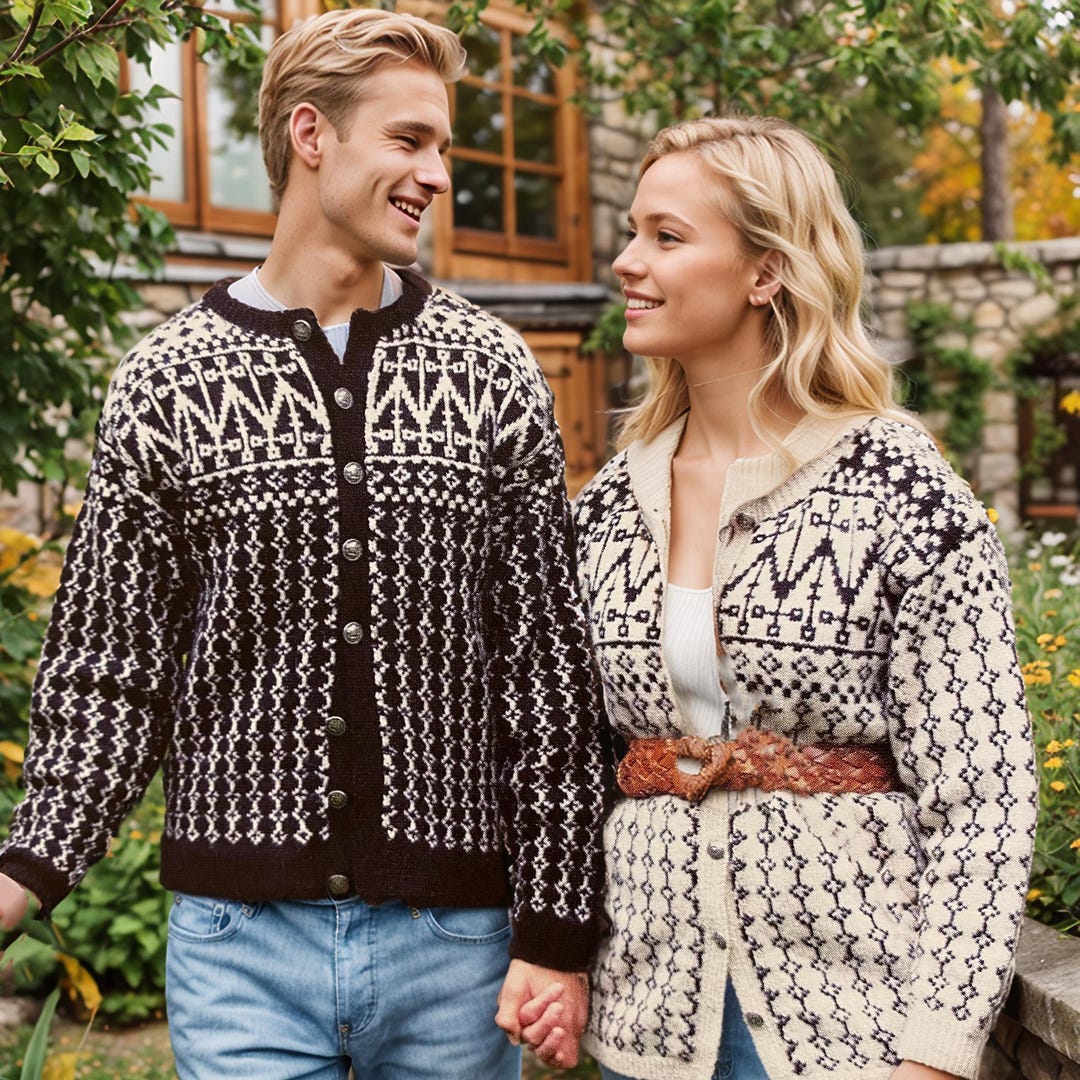 Nordic Couple Cardigan Knitting Pattern: Matching Fair Isle Sweaters ...