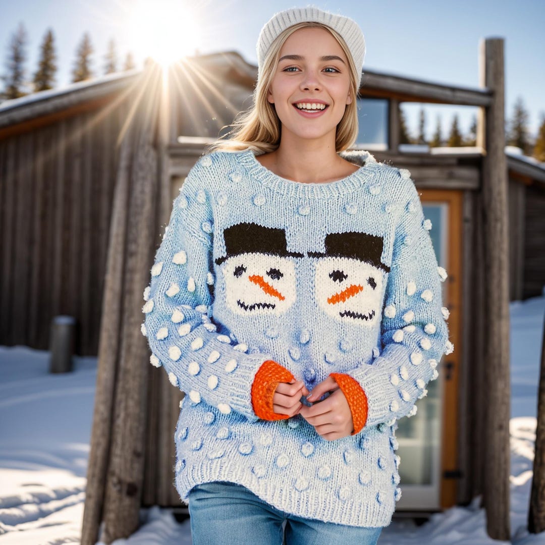 Nordic Snowman Christmas Sweater Knitting Pattern (PDF Pattern) - Etsy