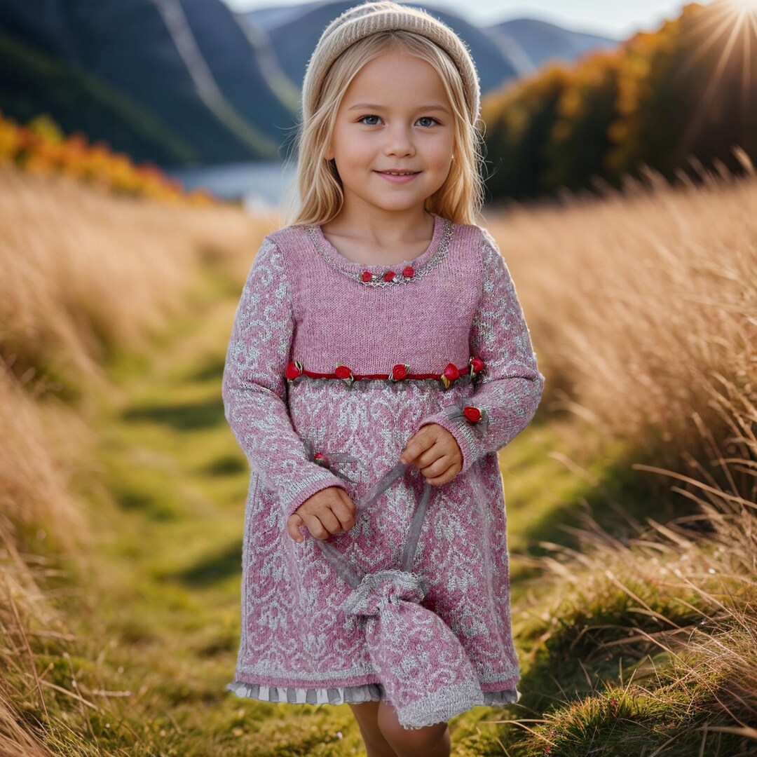 Knit Girl's Nordic Dress & Pompadour Bag Pattern (PDF Download) - Etsy