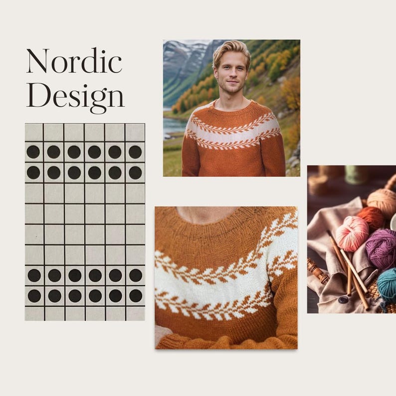 Nordic Men's Yoke Sweater Knitting Pattern (PDF Pattern) - Etsy