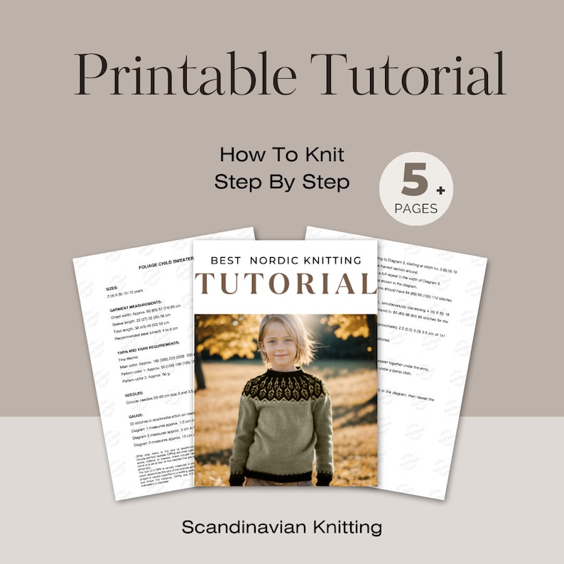 Scandinavian Sweater Knitting Pattern: Nordic Foliage Design (PDF ...