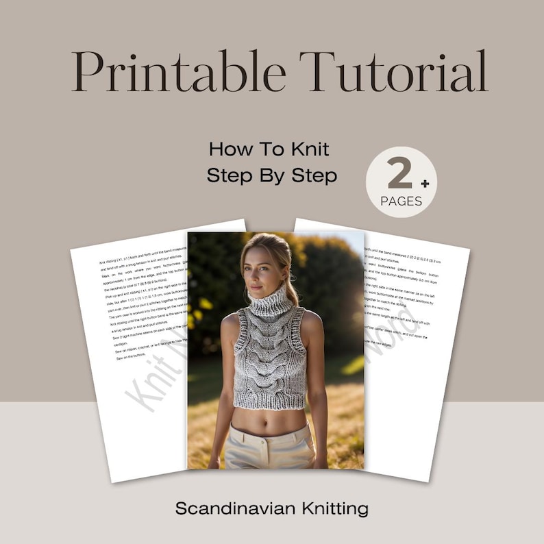 Nordic Cable Knit Crop Top Pattern: Chunky Vest, Beginner to Advanced ...