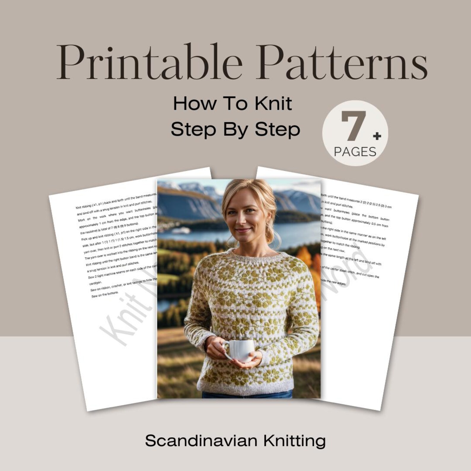 PDF Knitting Pattern-floral Sweater-womens Pullover Pattern ...