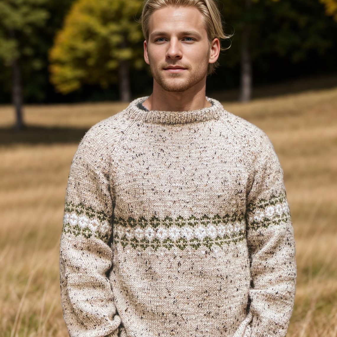 PDF Knitting Pattern-nordic Fair Isle Sweater-mens Sweater-chunky Yarn ...
