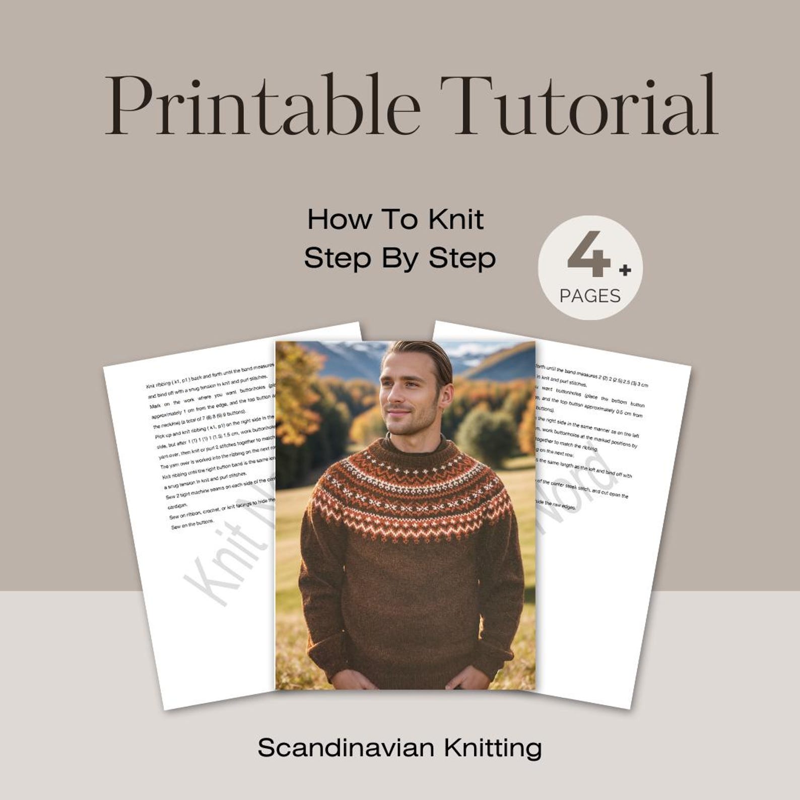 PDF Knitting Pattern,nordic Mens Sweater,scandinavian Yoke,sweater ...
