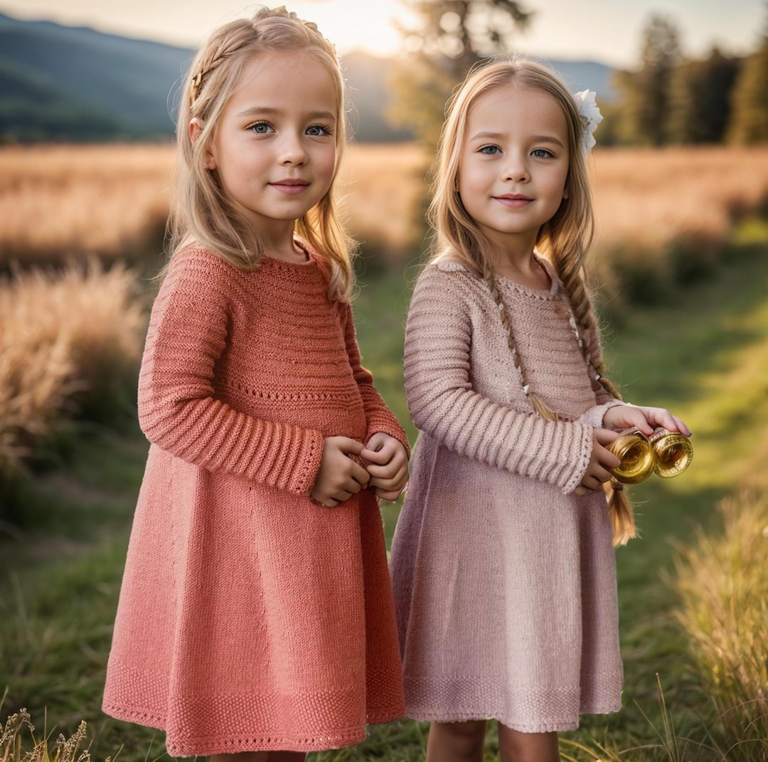 PDF Knitting Pattern,nordic Girls Sweater Dress,cozy and Elegant Knit ...