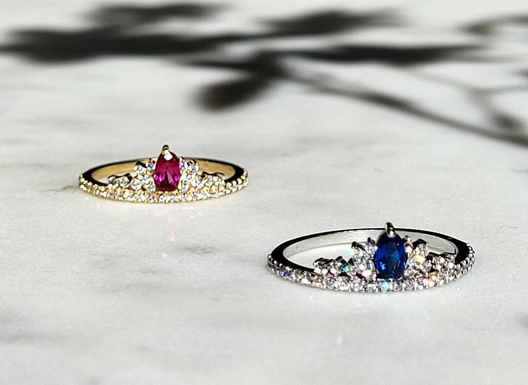 Silver Crown Ring, 14k Gold Wedding Band, Tiara Engagement Ring, Dainty ...