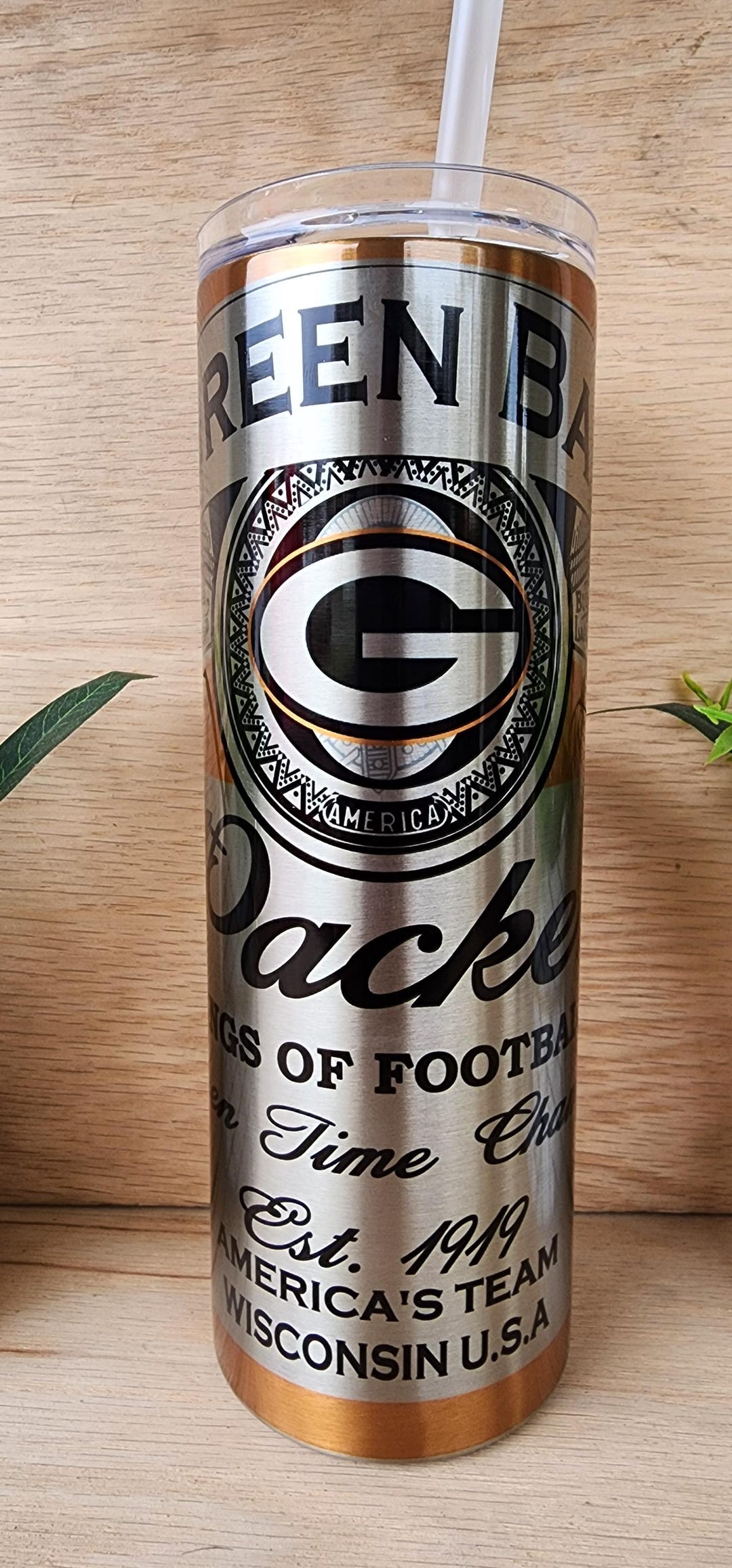 20oz Skinny Tumbler Greenbay Packers Beer Can Inspired Design. With ...