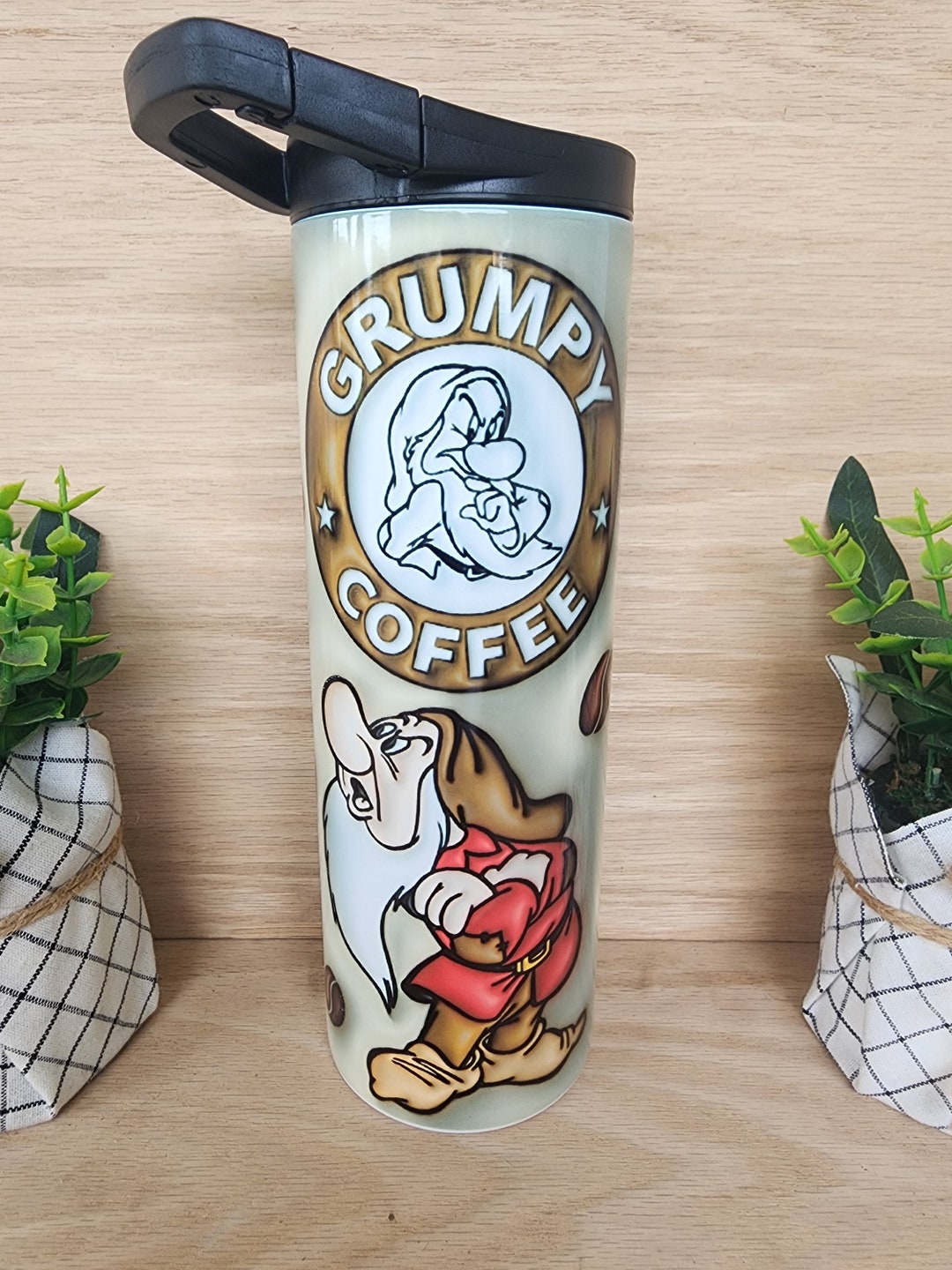 Tumbler/cup. Grumpy From Snow White Cartoon. With Coffee Lettering and ...
