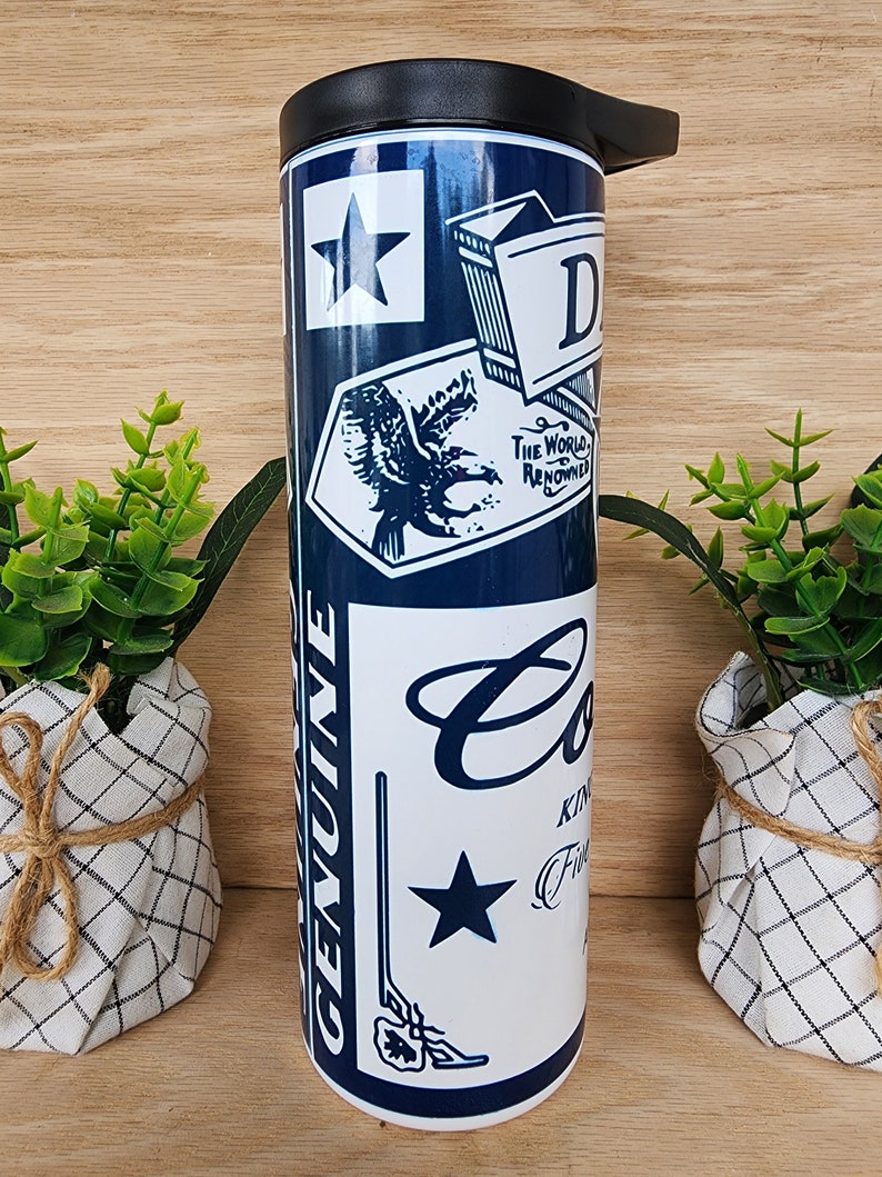 Dallas Cowboys Tumbler, 20oz Stainless Steel Skinny Tumbler With 2 Lids ...