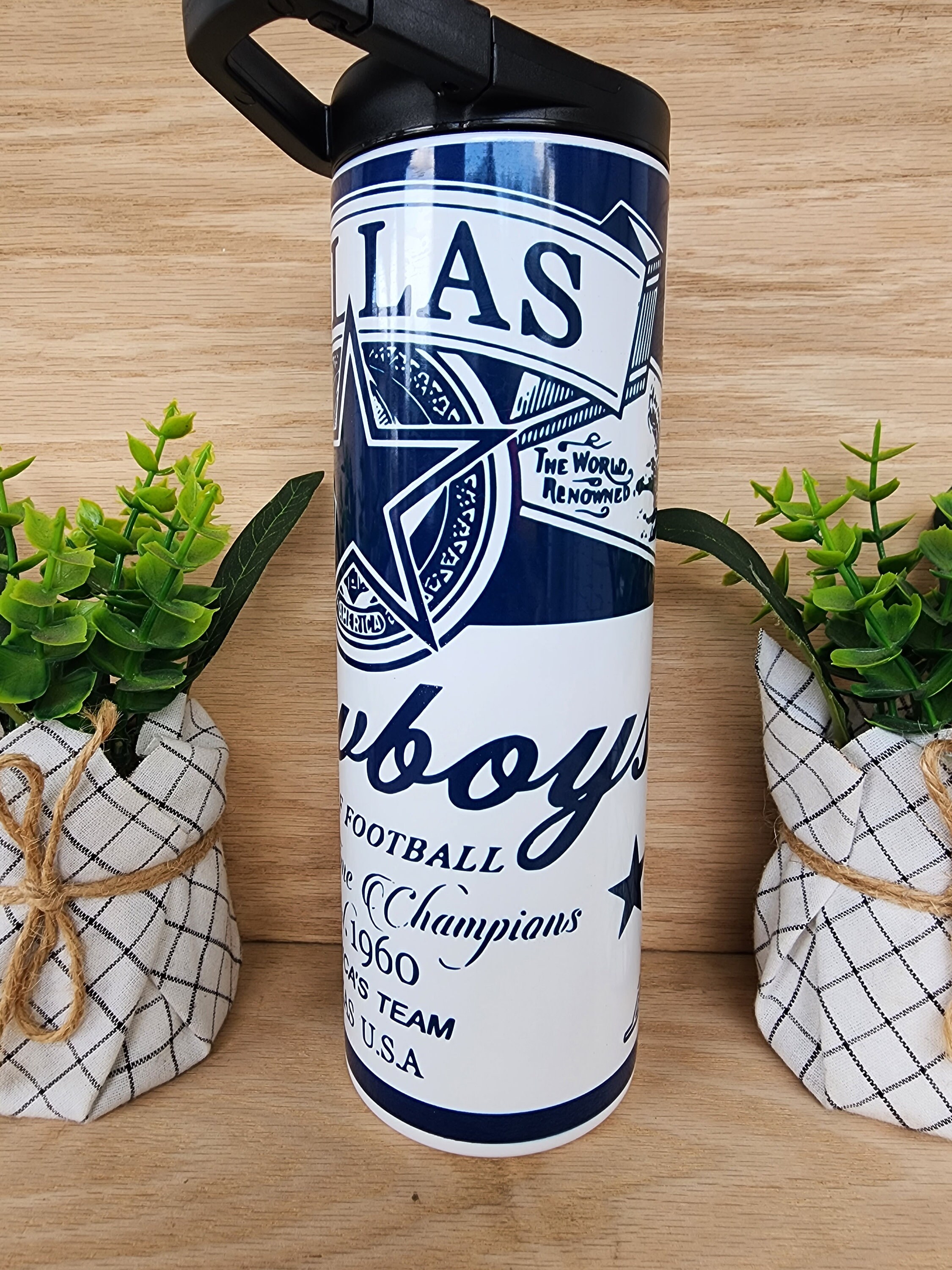 Dallas Cowboys Tumbler, 20oz Stainless Steel Skinny Tumbler With 2 Lids ...