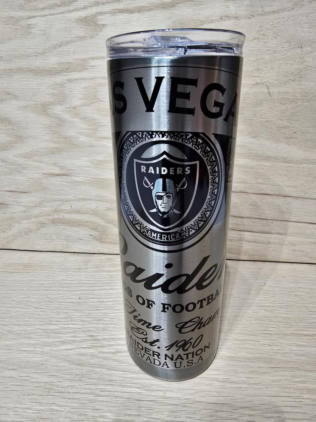 20oz Tumbler. Las Vegas Raiders Beer Can Inspired Design. With Shiny ...