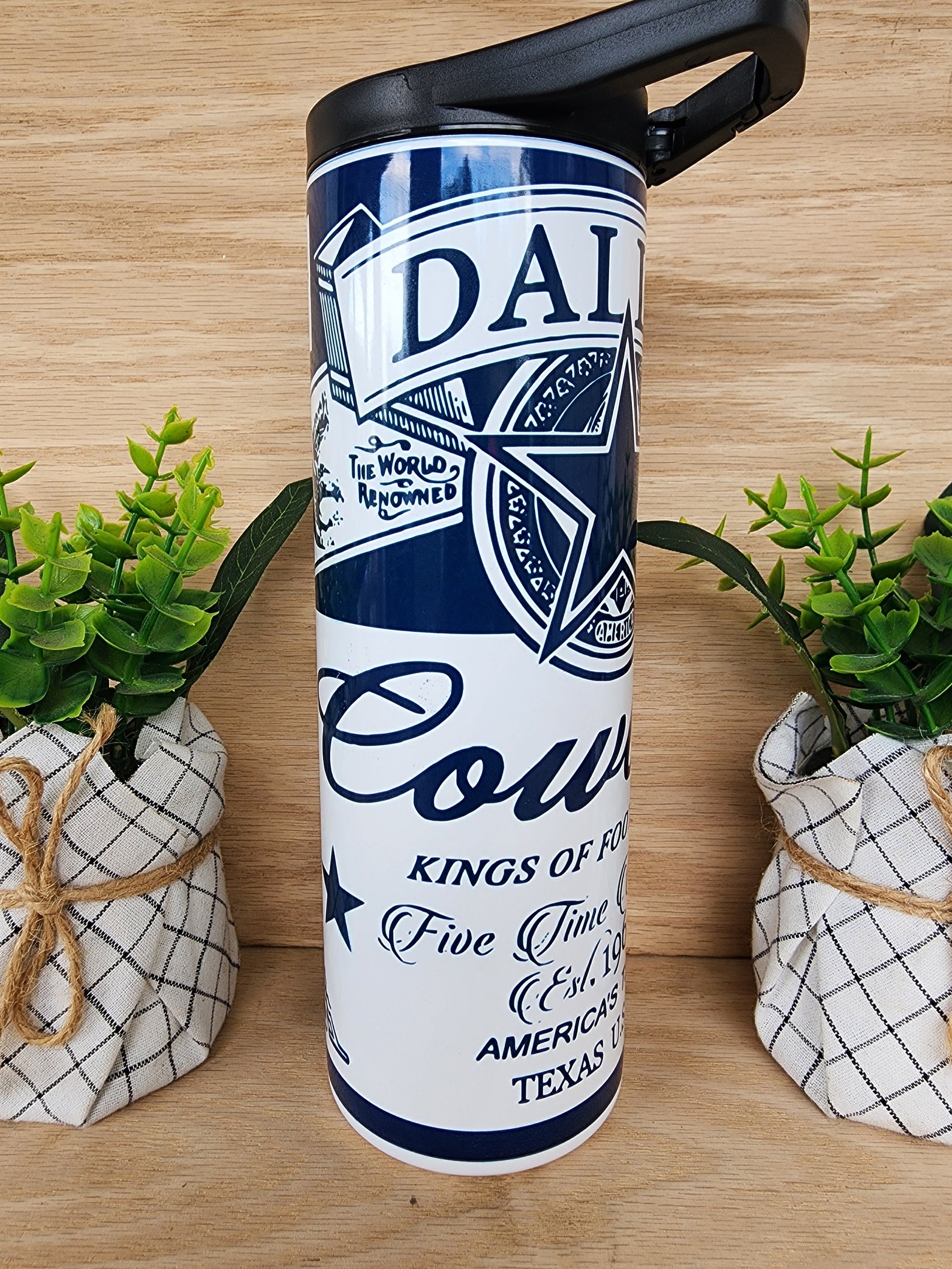 Dallas Cowboys Tumbler, 20oz Stainless Steel Skinny Tumbler With 2 Lids ...