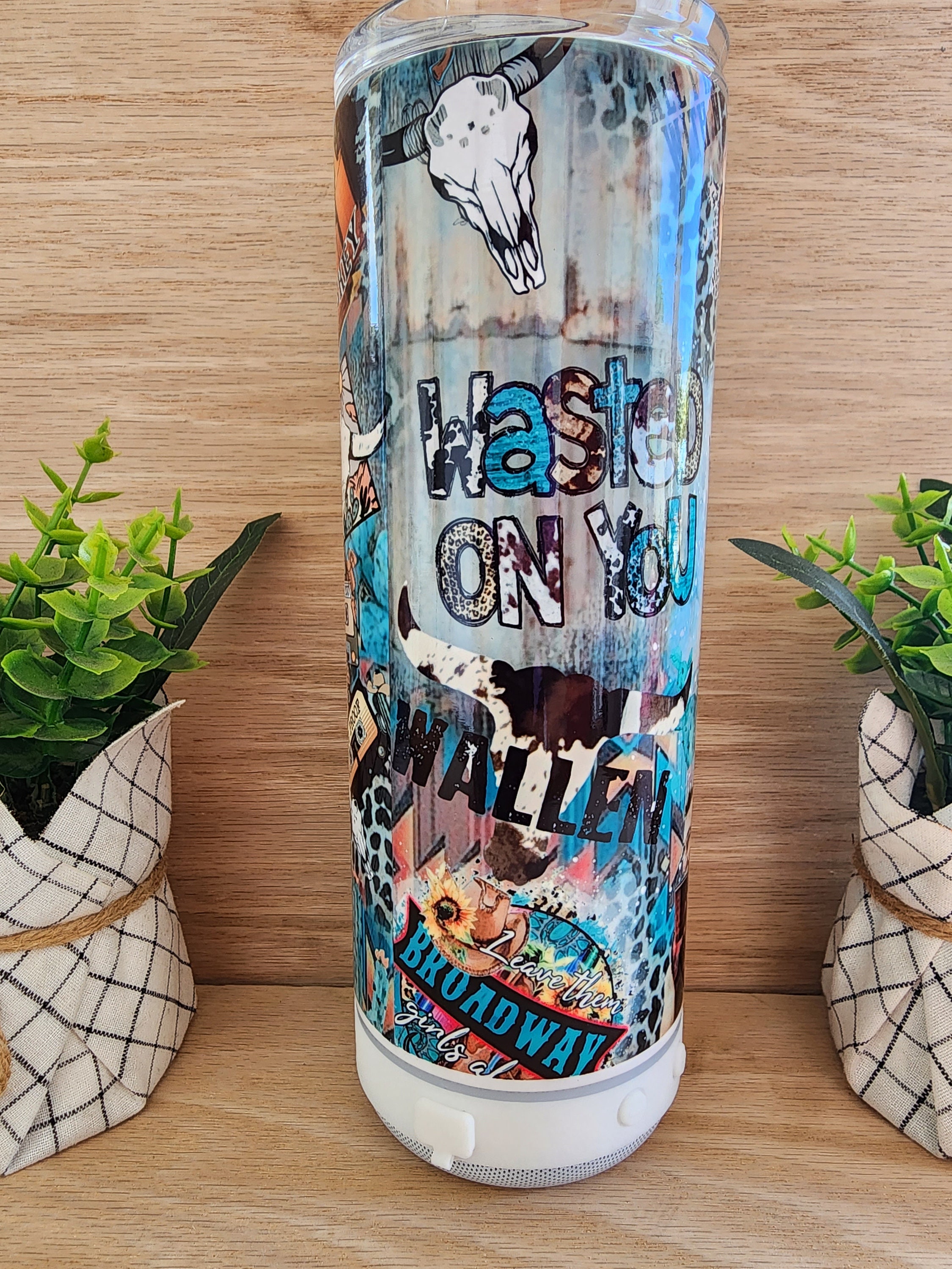 20oz Bluetooth Speaker Tumbler/cup. Collage of Wallen Wasted - Etsy