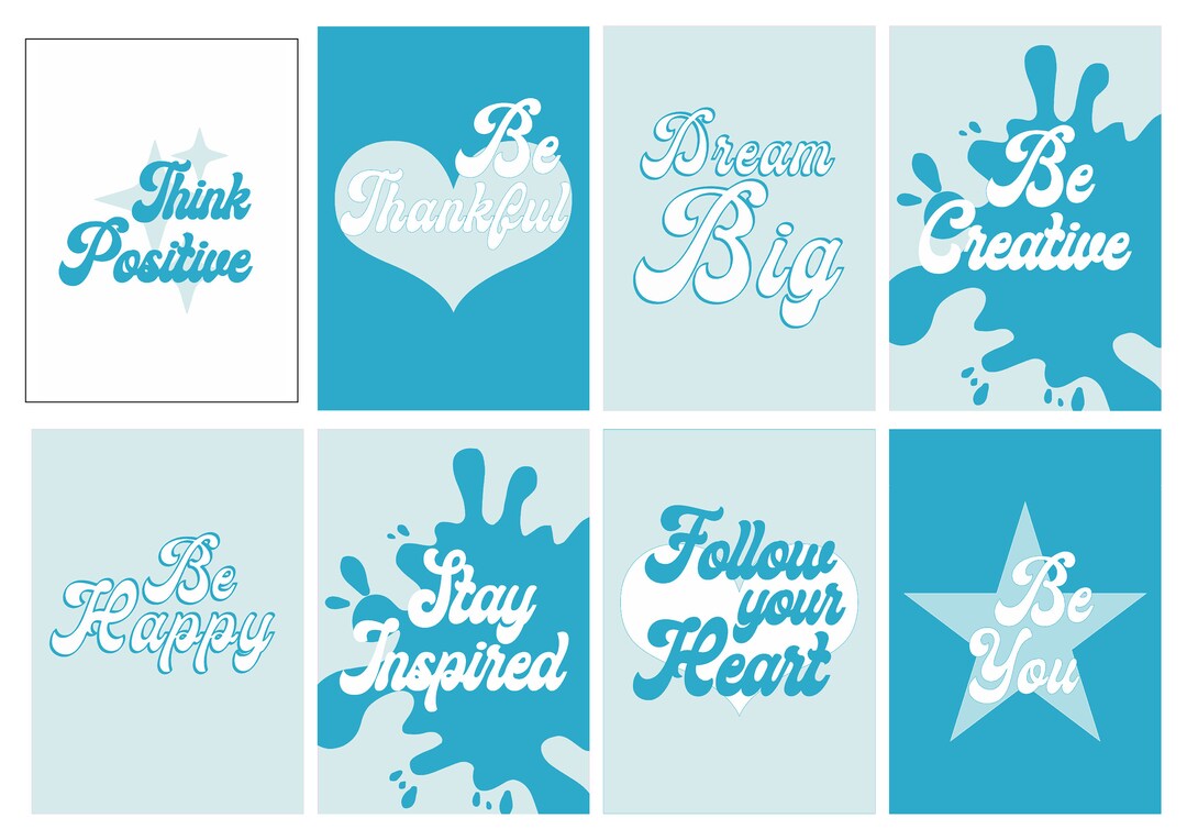 Instant Download of 8 Blue A3 Inspirational Phrases/words Blue - Etsy
