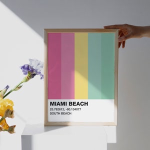 South Beach Miami Beach Pantone Art Print, Miami Art, Apartment Decor ...