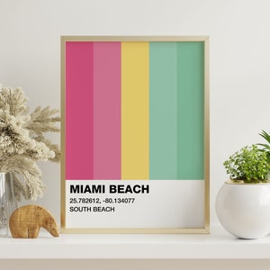 South Beach Miami Beach Pantone Art Print, Miami Art, Apartment Decor ...