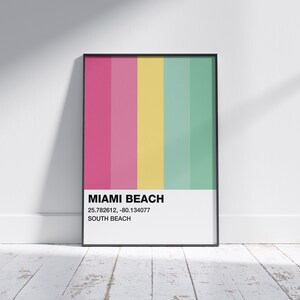 South Beach Miami Beach Pantone Art Print, Miami Art, Apartment Decor ...