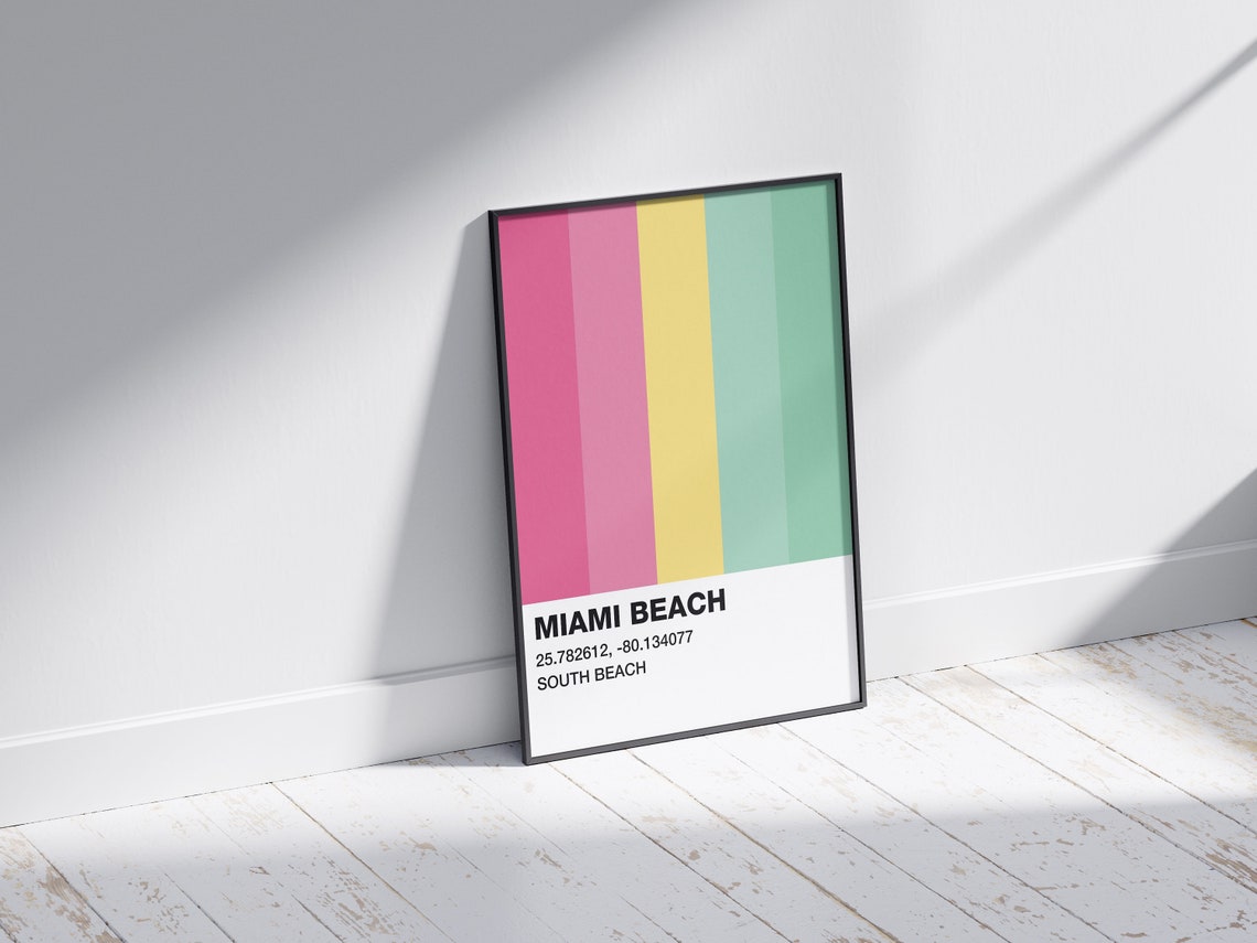 South Beach Miami Beach Pantone Art Print, Miami Art, Apartment Decor ...