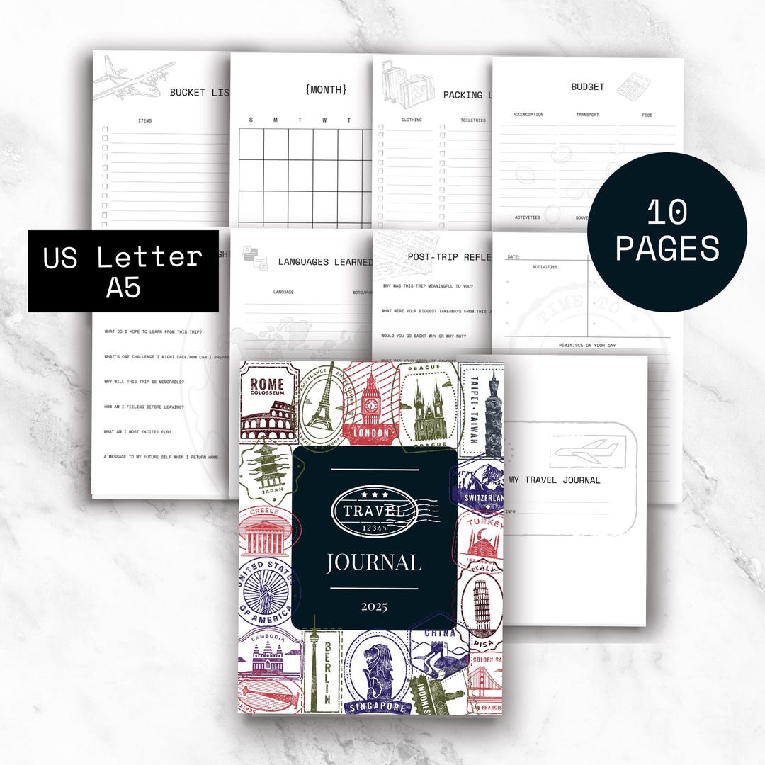 Trip Planner, Printable and Digital, Editable Canva Template, Travel ...