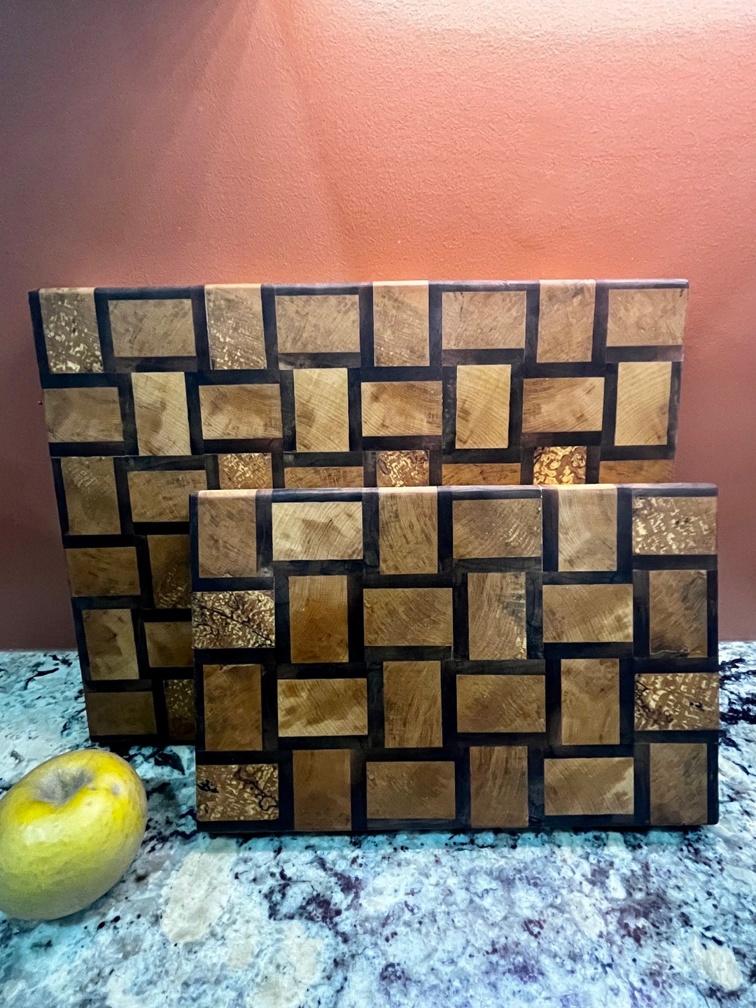 Maple & Walnut Lattice Design Butcher Block Cutting Charcuterie Board ...