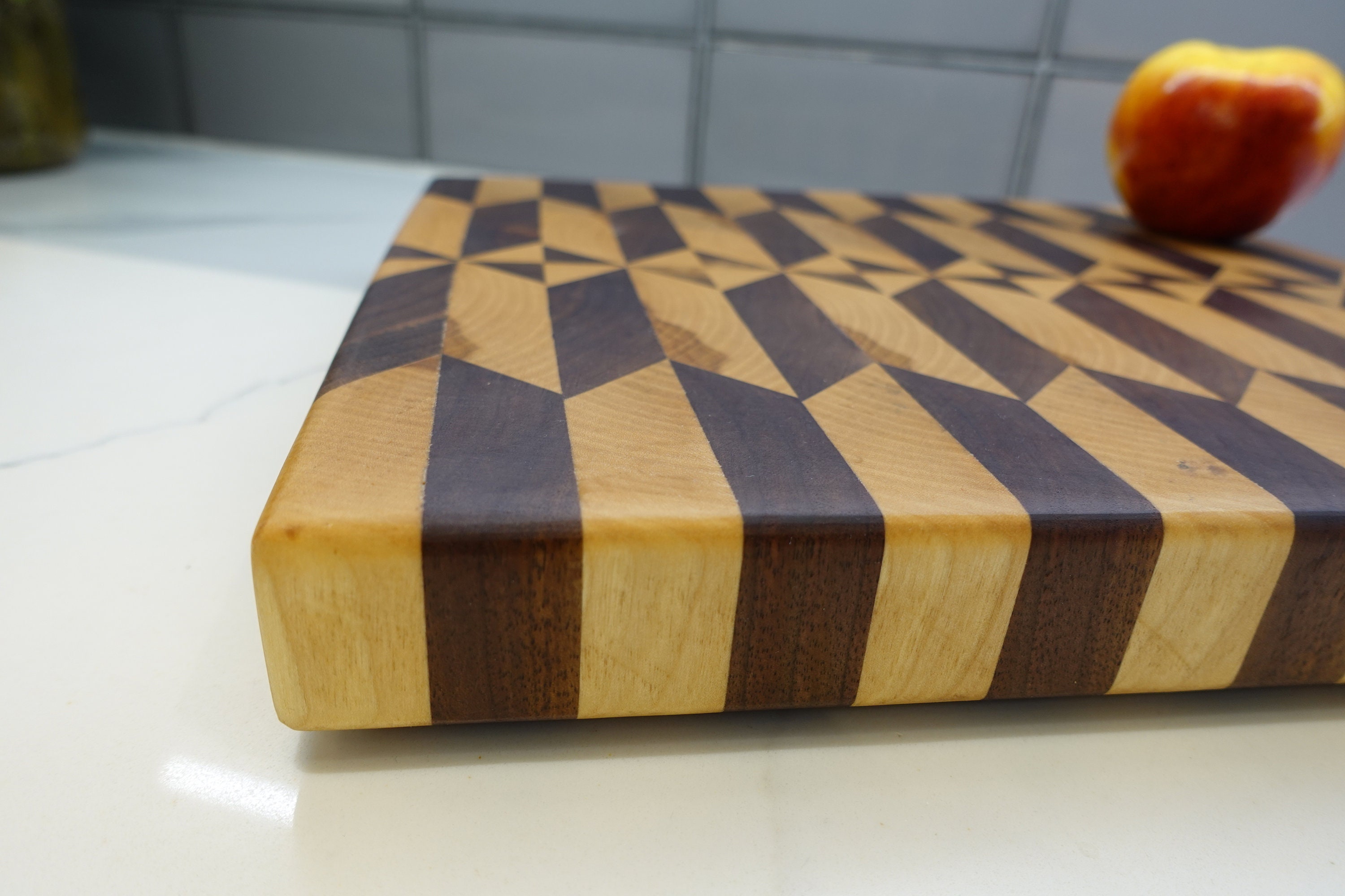 Walnut & Maple End Grain Butcher Block Cutting Board Unique Design - Etsy