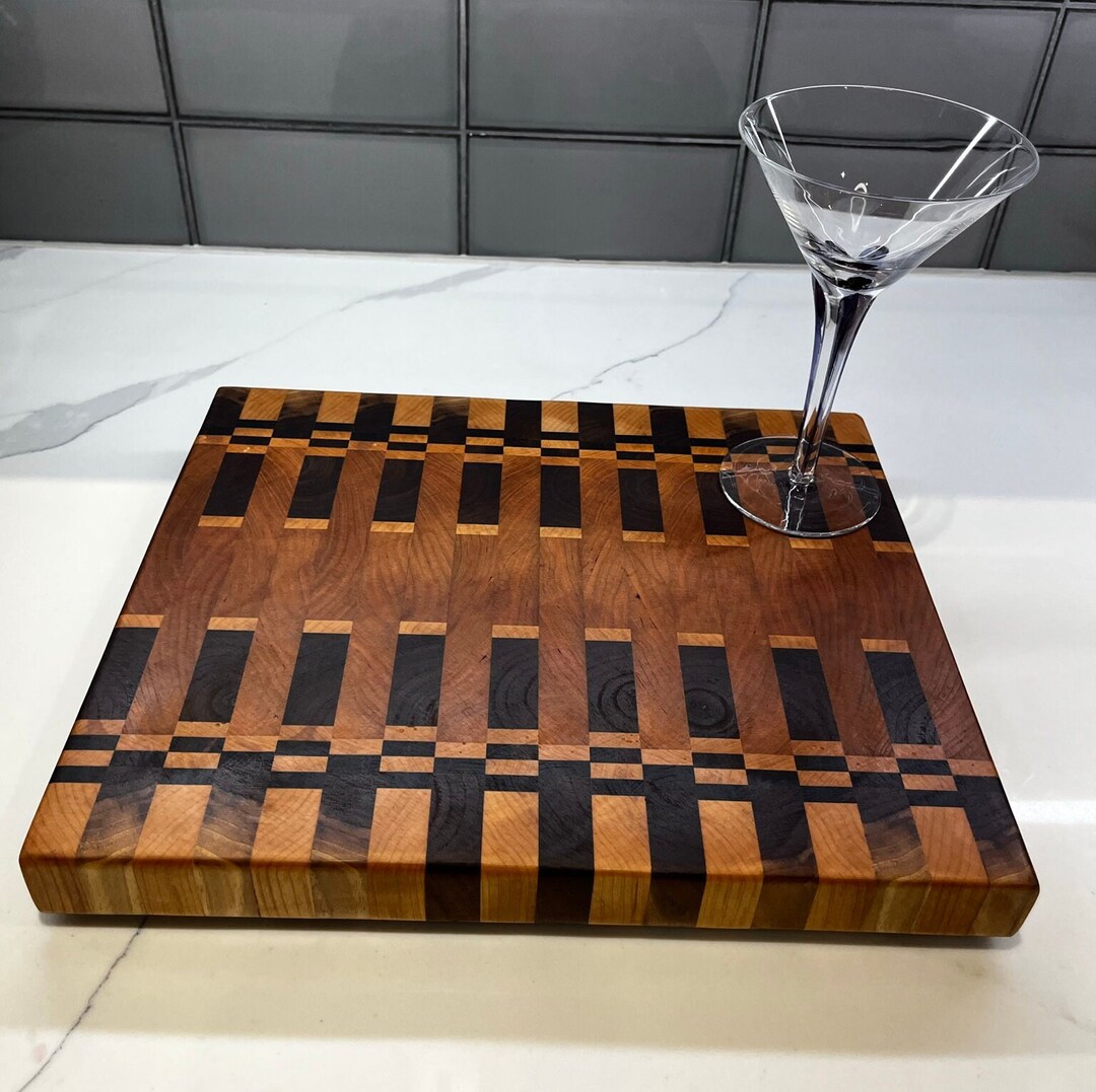 Walnut, Cherry & Maple End Grain Butcher Block Cutting Board ...