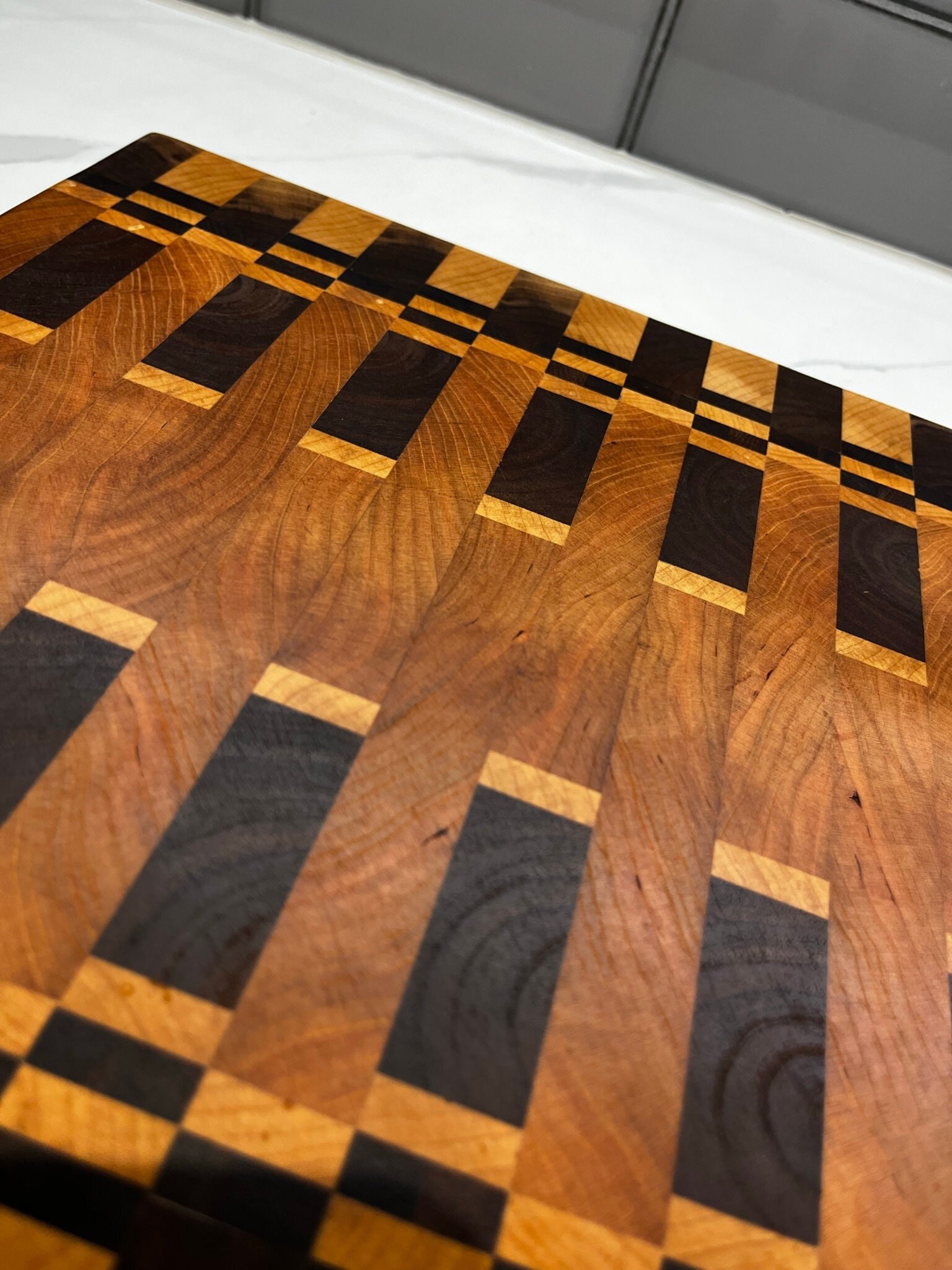 Walnut, Cherry & Maple End Grain Butcher Block Cutting Board ...