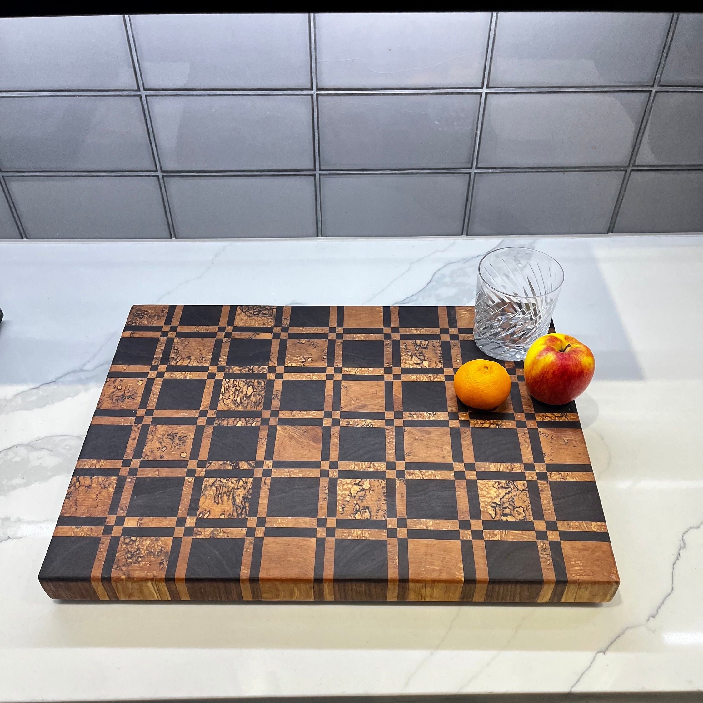 Walnut & Maple End Wood Grain Butcher Block Cutting Board Unique ...