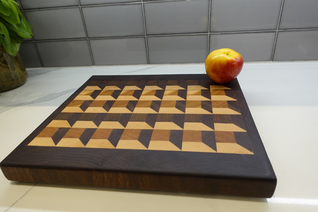 3D End Grain Walnut Cherry Maple Cutting Board - Etsy