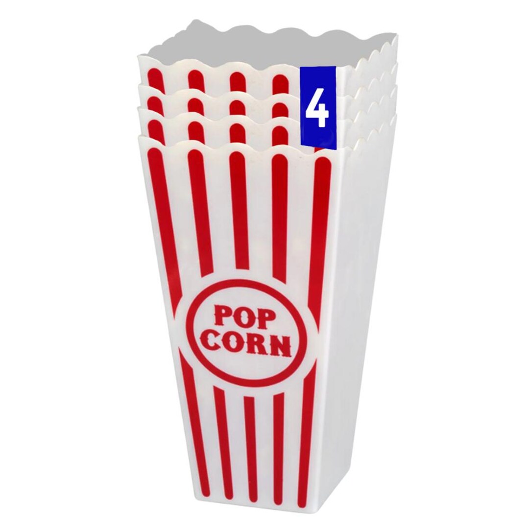 Red and White Striped Popcorn Buckets, Reusable Movie Night Containers ...