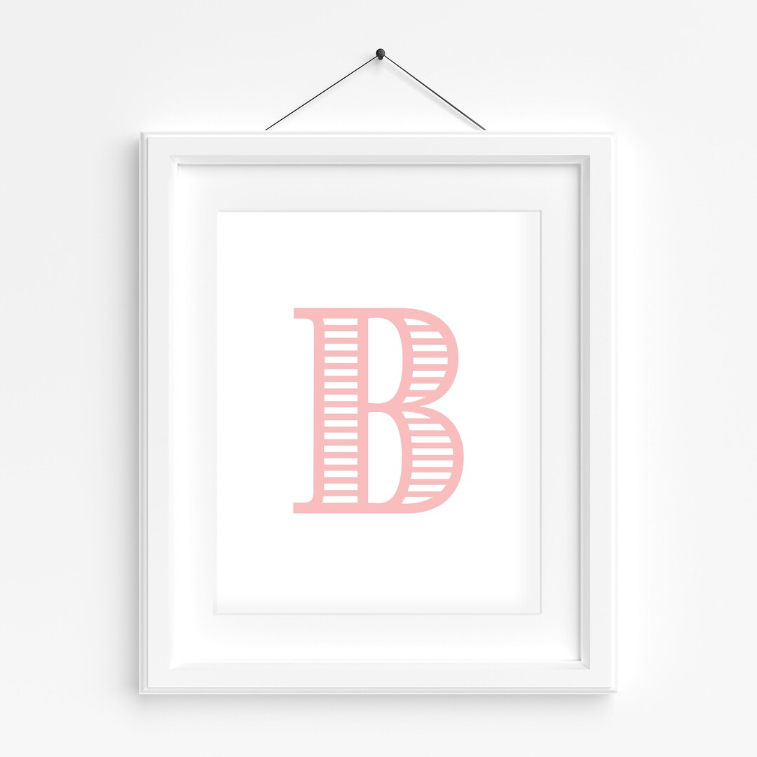 Pink Newsprint Nursery, Pink Letter B Art for Nursery, Alphabet Letter ...