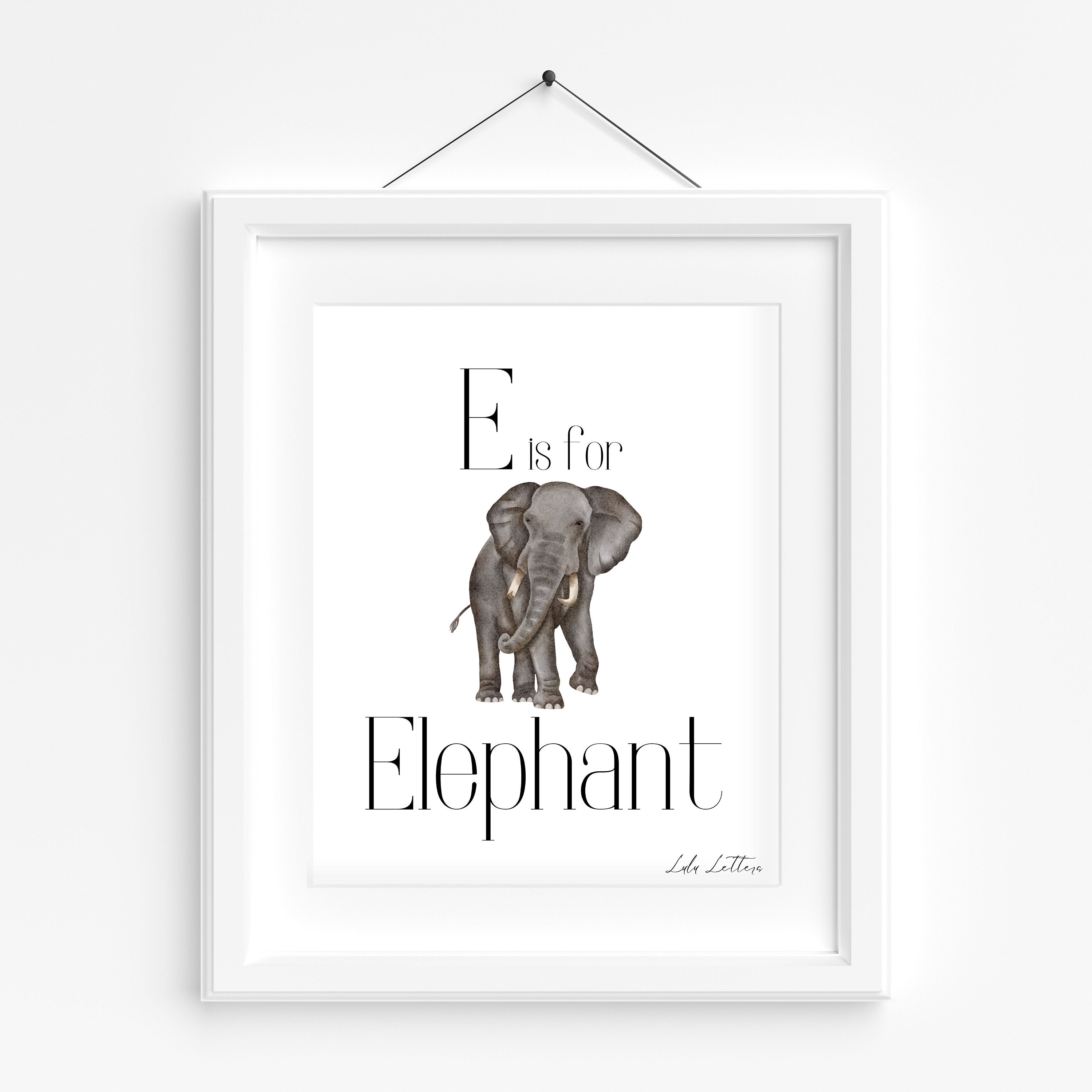 Adventure Animals Elephant Printable Wall Decor, Kids Animal Wall Decor ...