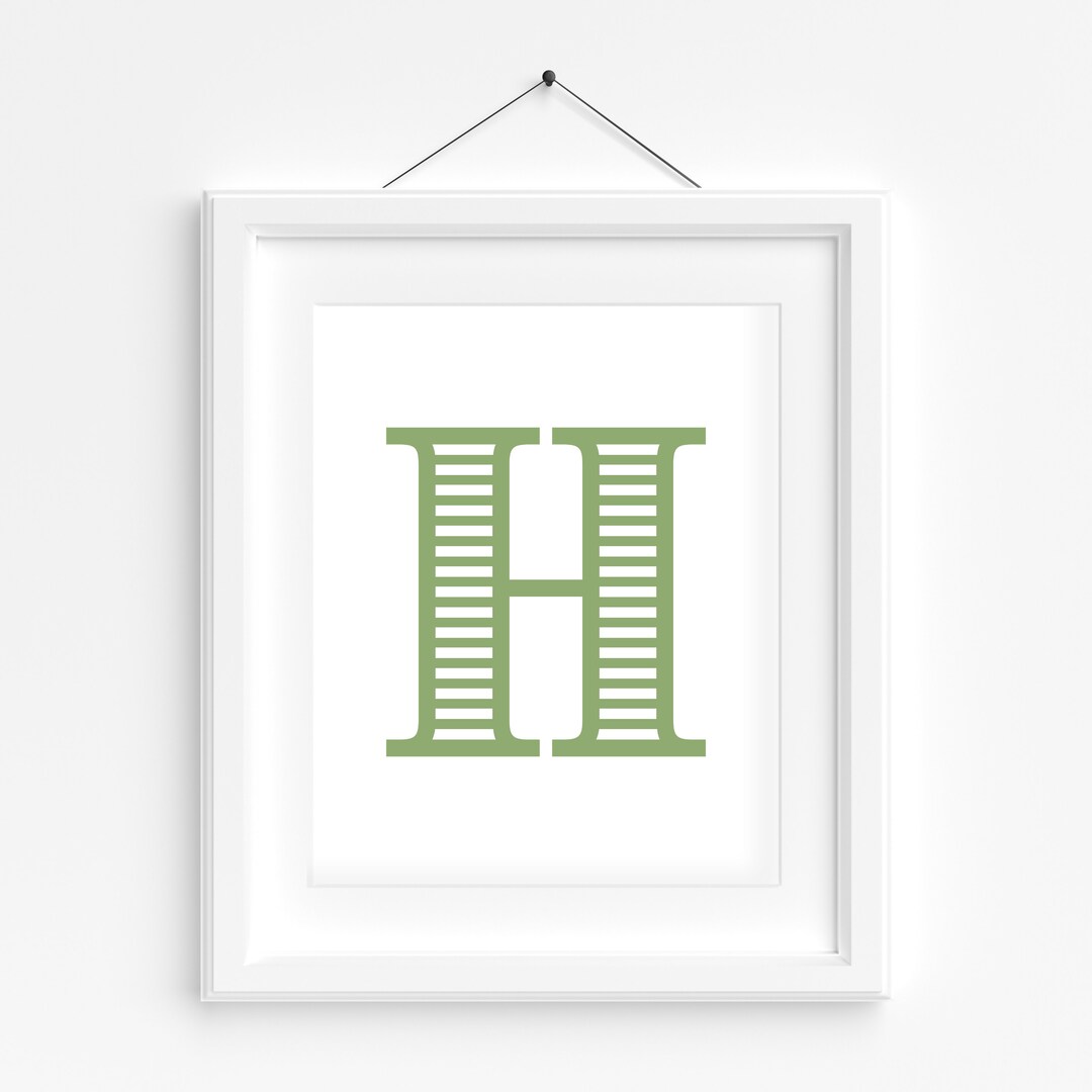 Initial Wall Art, Green Letter H Art for Nursery, Alphabet Letter Art ...