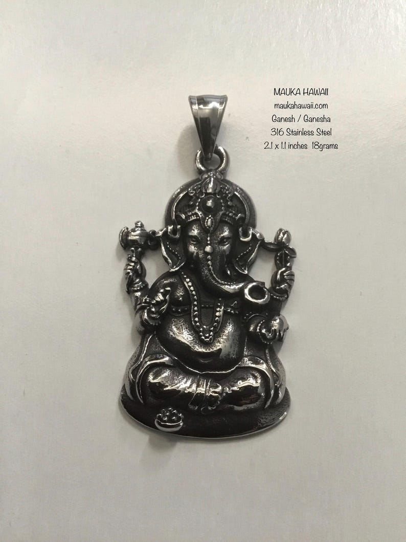 Ganesh Ganesha Hindu Buddha Hinduism Buddhism 316 Stainless Pendant ...