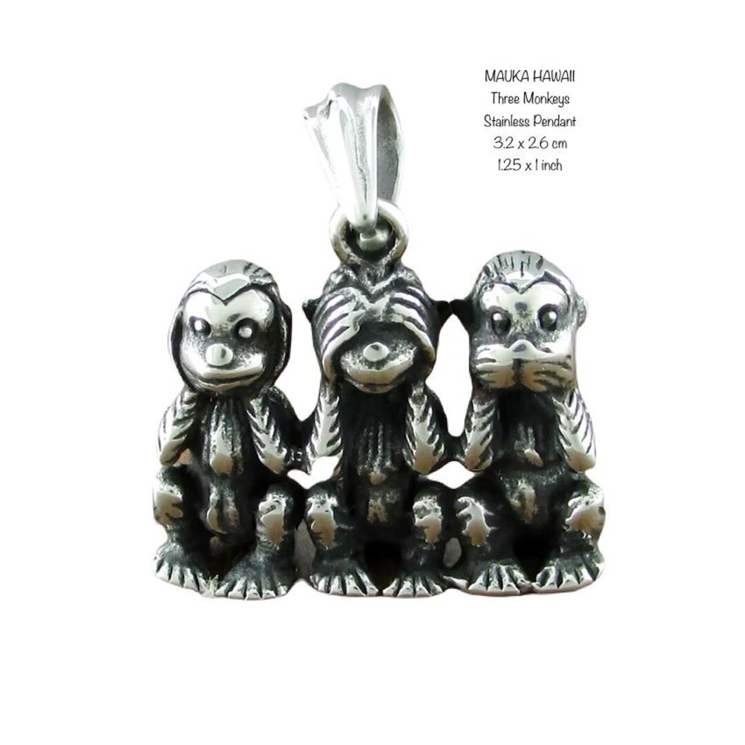 Three Little Monkeys 316 Stainless Steel Figurine Pendant & Custom 45cm ...