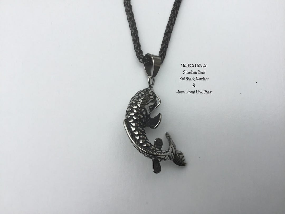 Koi Shark Butterfly Koi Fish Catfish Stainless Pendant & Custom 4mm ...