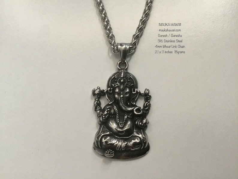 Ganesh Ganesha Hindu Buddha Hinduism Buddhism 316 Stainless Pendant ...