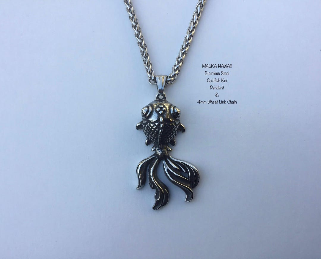 Goldfish Koi Butterfly Koi Guppy Fish Stainless Pendant & 4mm Custom ...
