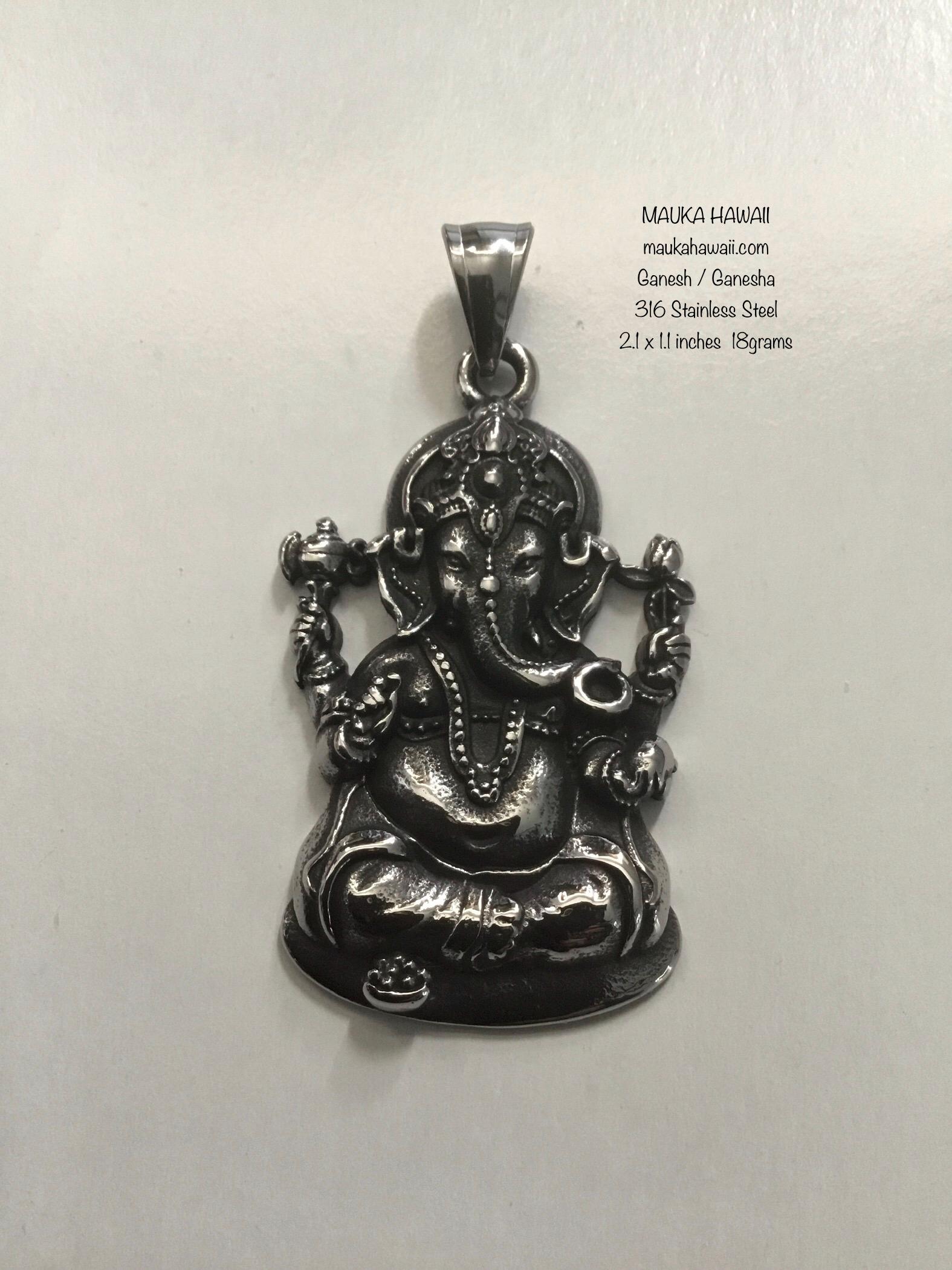 Ganesh Ganesha Hindu Buddha Hinduism Buddhism 316 Stainless Pendant ...